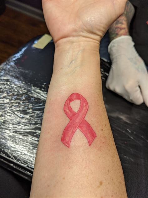 Breast Cancer Ribbon Tattoo Wrist