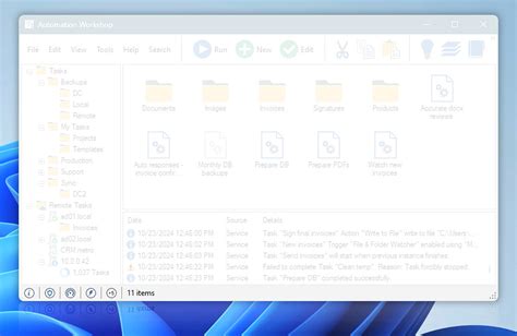 Automation Workshop Manager Status Bar