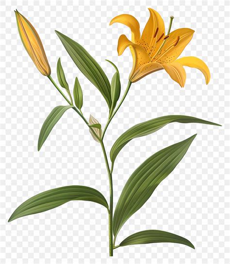 Lily Stem Yellow Lily Flower Botanical Illustration Png 3580x4108px Lily Stem Aromatic