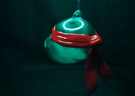 3dprinted 1990s Tmnt Ralph Ornament In Translucent Green And Red Resin