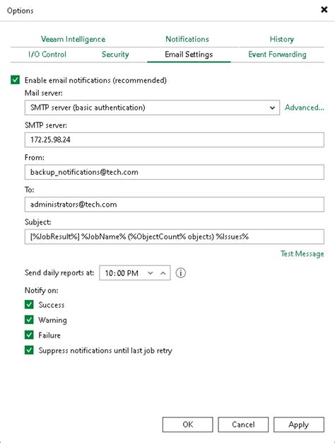 Configuring Veeam Email Settings Veeam Community Resource Hub