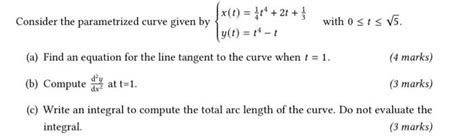 Solved Consider The Parametrized Curve Given By Chegg