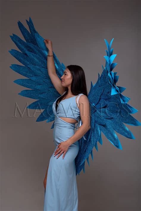 Light Blue Glitter Wings Extra Large Wings Angel Wings Cosplay Shiny