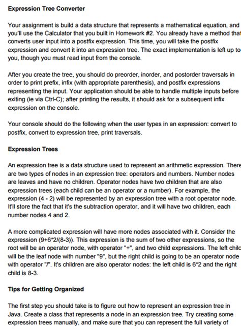 Solved Expression Tree Converter Your Assignment Is Build A