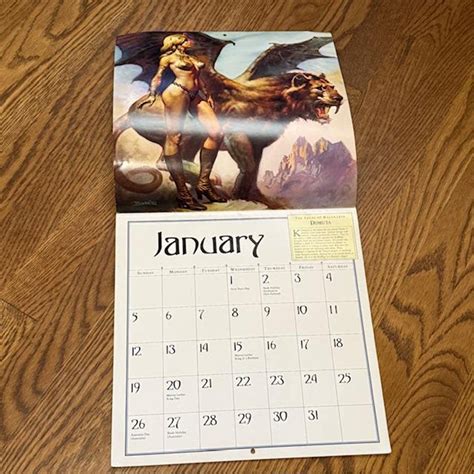 Vintage Boris Vallejo 1997 Calendar Domuta Simvar Mala Susat Tlini