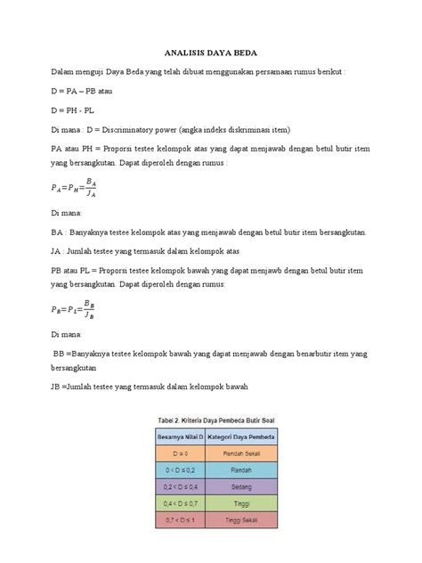 Analisis Daya Beda Pdf