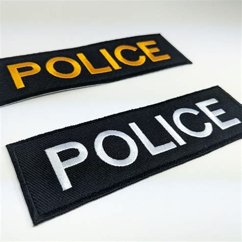 Black Rectangular Police Iron On Patch Iron On Patch Australia By Dek D