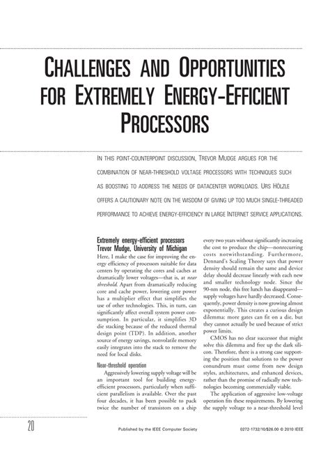 Pdf Challenges And Opportunities For Extremely Energy Efficient