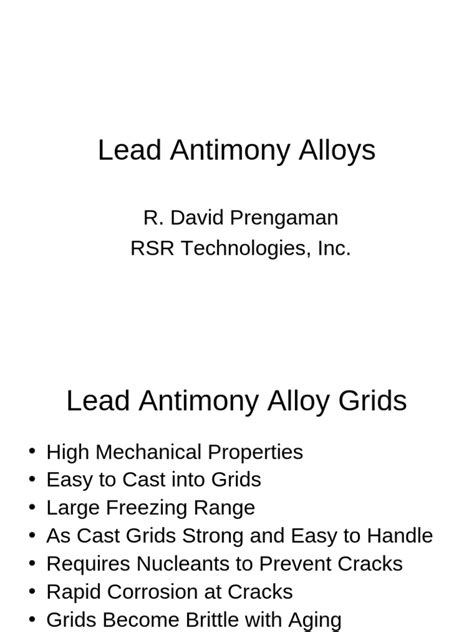 Lead Antimony Alloy Part I Pdf Corrosion Lead