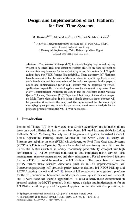 PDF Design And Implementation Of IoT Platform For Real Time Systems