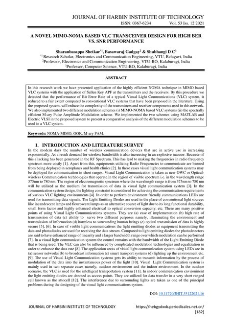 Pdf A Novel Mimo Noma Based Vlc Transceiver Design For High Ber Vs