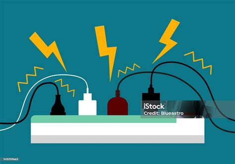 Vetores De Conecte A Sobrecarga Da Tira De Tomada De Energia Completa