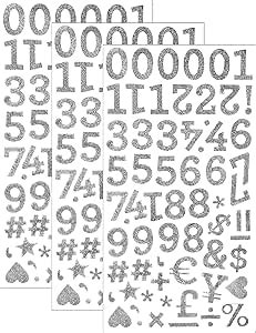 Qqandu Silver Glitter Small Number Stickers With Characters 3