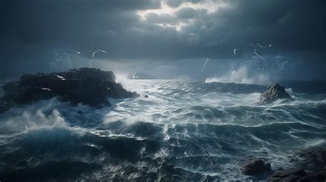 Premium Ai Image Storm Waves Dynamic Background