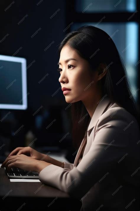 Premium Ai Image Shot Of An Asian Businesswoman Using A Computer At