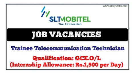 Trainee Telecommunication Technician Sri Lanka Telecom Slt Mobitel Vacancies 2025 Master