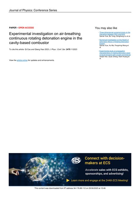 Pdf Experimental Investigation On Air Breathing Continuous Rotating