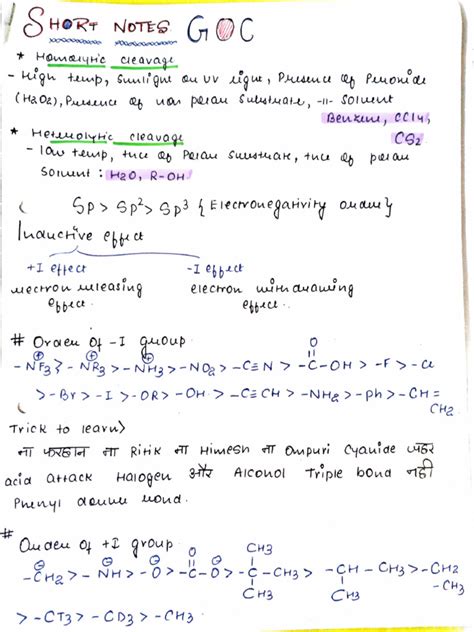 General Organic Chemistry Goc Short Notes Pdf Applied And