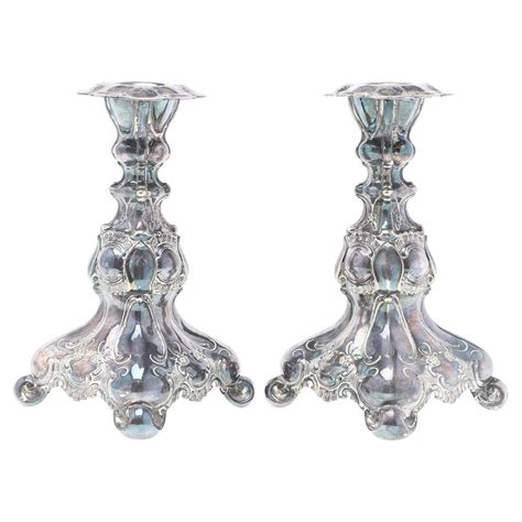 Antique Pair Sterling Silver Candlesticks 1901 Corinthian Column Candle Holders At 1stdibs