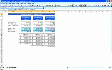11 Npv Calculation Excel Template Excel Templates Excel Templates