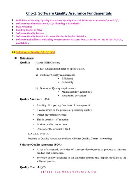 Software Quality Assurance Fundamentals Pdf Reliability Engineering