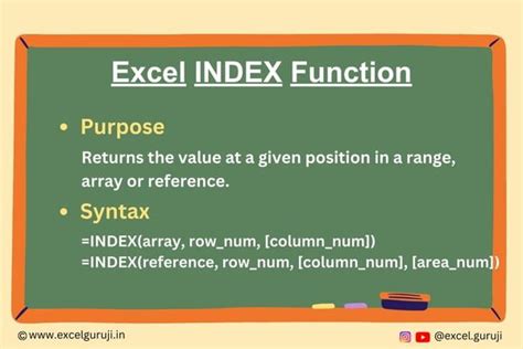 mastering excel index function a guide to dynamic data retrieval and manipulation excel guruji