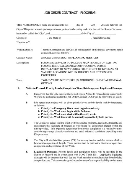 Contractor Vinyl Flooring Install Contract Template