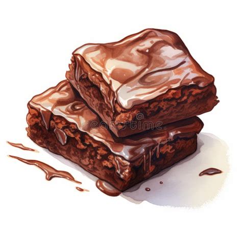 Chocolate Brownie Illustration Fluid Washes Of Color And Highly
