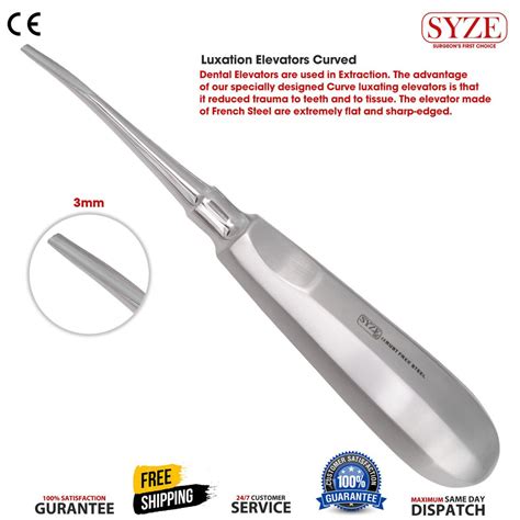Dental Luxation Root Elevator Straight And Curved Blue Titanium Tip Tooth