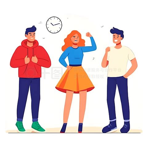 Timeai数字艺术 Time卡通简约风明亮色彩三成年人插画人物轻松表情互动场景 Ai平面元素免费下载png格式4096像素编号71574235 千图网