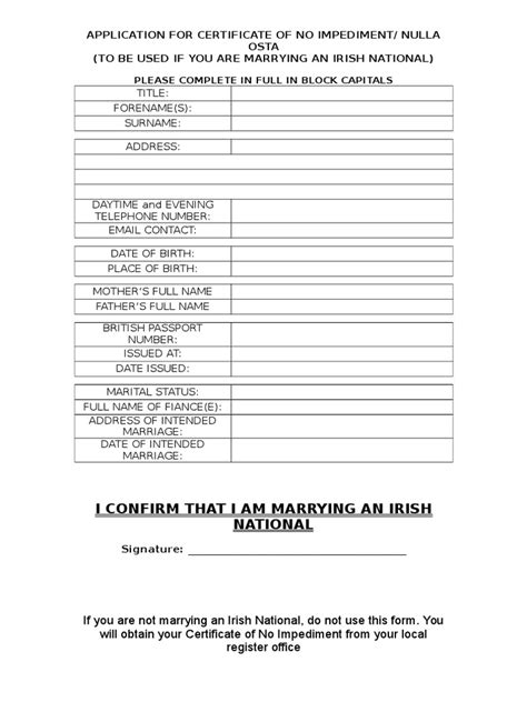 Nulla Osta Form Marriage Mail