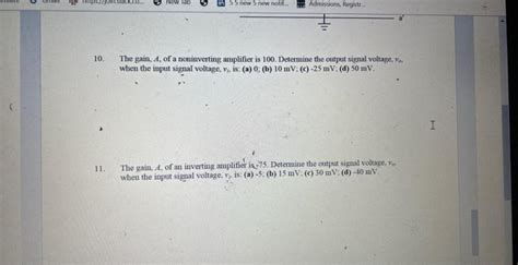 solved 10 the gain a of a noninverting amplifier is 100