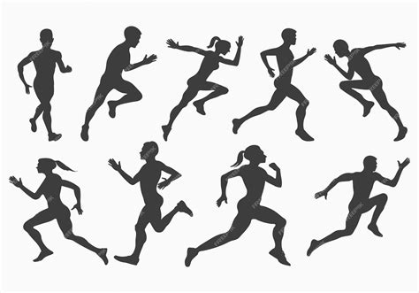 Premium Vector Set Silhouettes Of People Running Pose