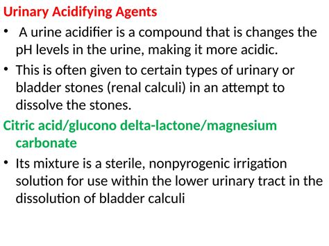 Urinary Acidifiers And Alakalinizers Pptx