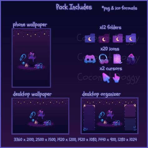 Witch Kitties Magical Fantasy Wallpaper Desktop Phone Theme Pack