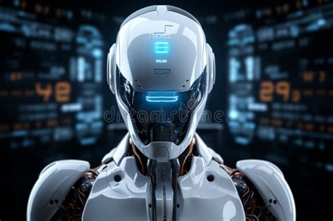 robot with 3d rendered hud graphic display in futuristic digital