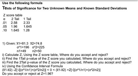 Solved Use The Following Formula Tests Of Significance For Chegg