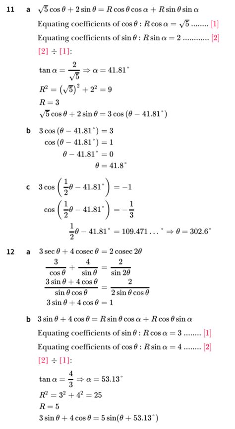 9709 P3 Trigonometry Exercise 5 And Mixed Exercise Worked Solutions