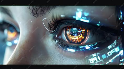 A Closeup Of A Womans Eye With A Digital Reflection In The Pupil The Eye Is Looking At The