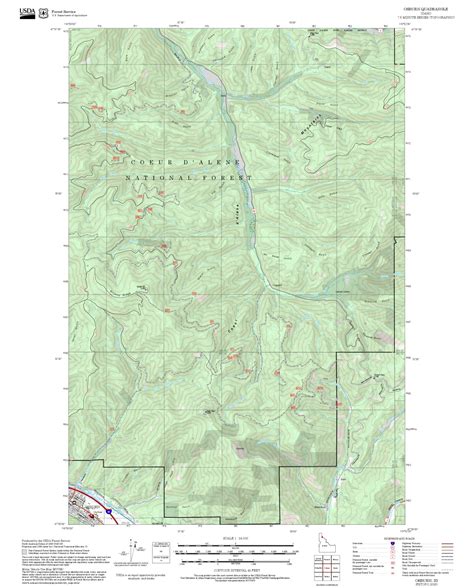 2025 Forest Service Topo Map Of Osburn Idaho Mytopo Map Store