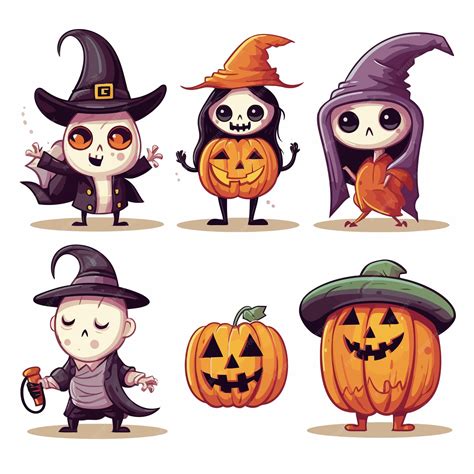Premium Vector Vector Halloween Pumpkin Characters Collection Set