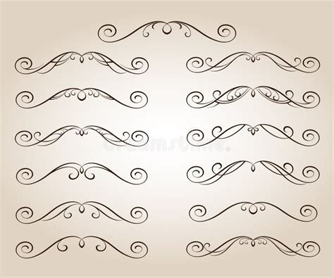Set Elegant Decorative Scroll Elements Vector Vector Illustration