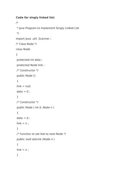 Java Code For Stack Implementation Simulation Assignment Code For Singly Linked List