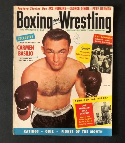 1956 Boxing And Wrestling Magazine Carmen Basilio Future Bobby Boyd