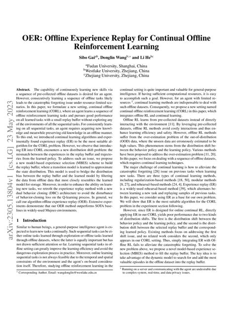 offline experience replay for continual offline reinforcement learning