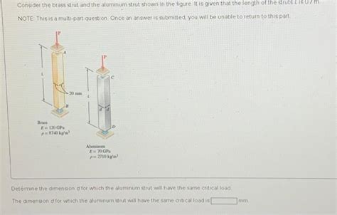 Solved Consider The Brass Strut And The Aluminum Strut Shown