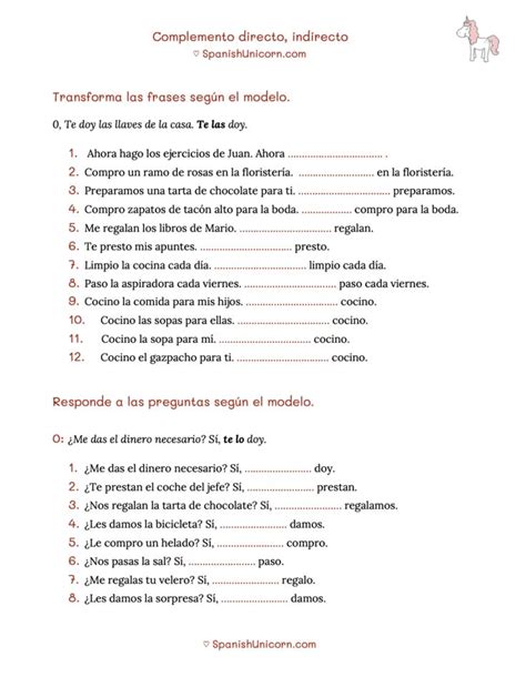 Complemento Directo Y Complemento Indirecto 270 Spanish Classroom