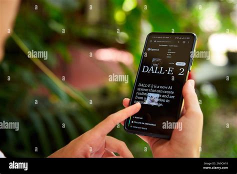 February 5 2023 Mirissa Sri Lanka Using Openai Dall E On Phone Woman Testing Artificial