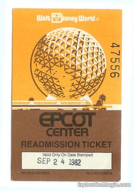 Epcot Center Readmission Ticket Front Epcot Disney World Tickets