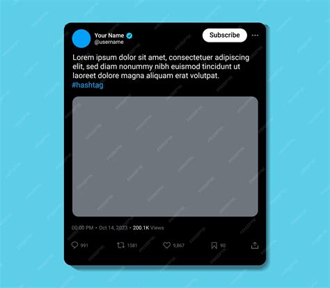 X Or Twitter Post Or Tweet Mockup Dark Mode With Editable Text Vector X